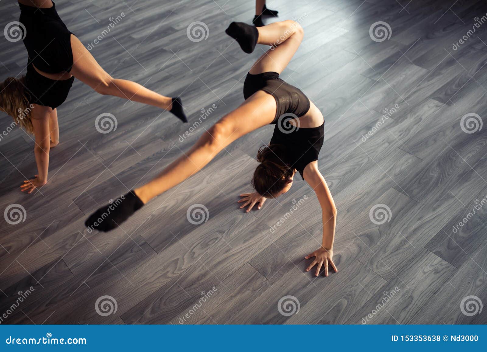 Group of Young Girls Practicing and Exercising Modern Ballet Dance ...