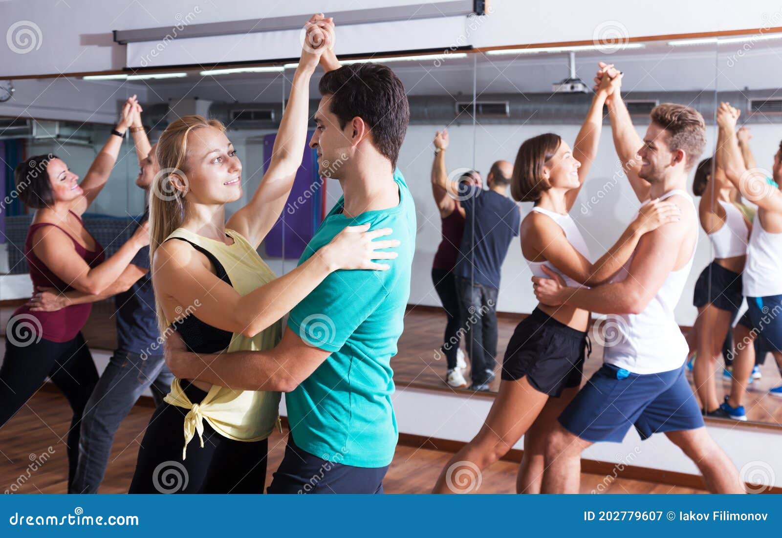 Dancing Couples Learning Salsa Stock Image - Image of love, human ...