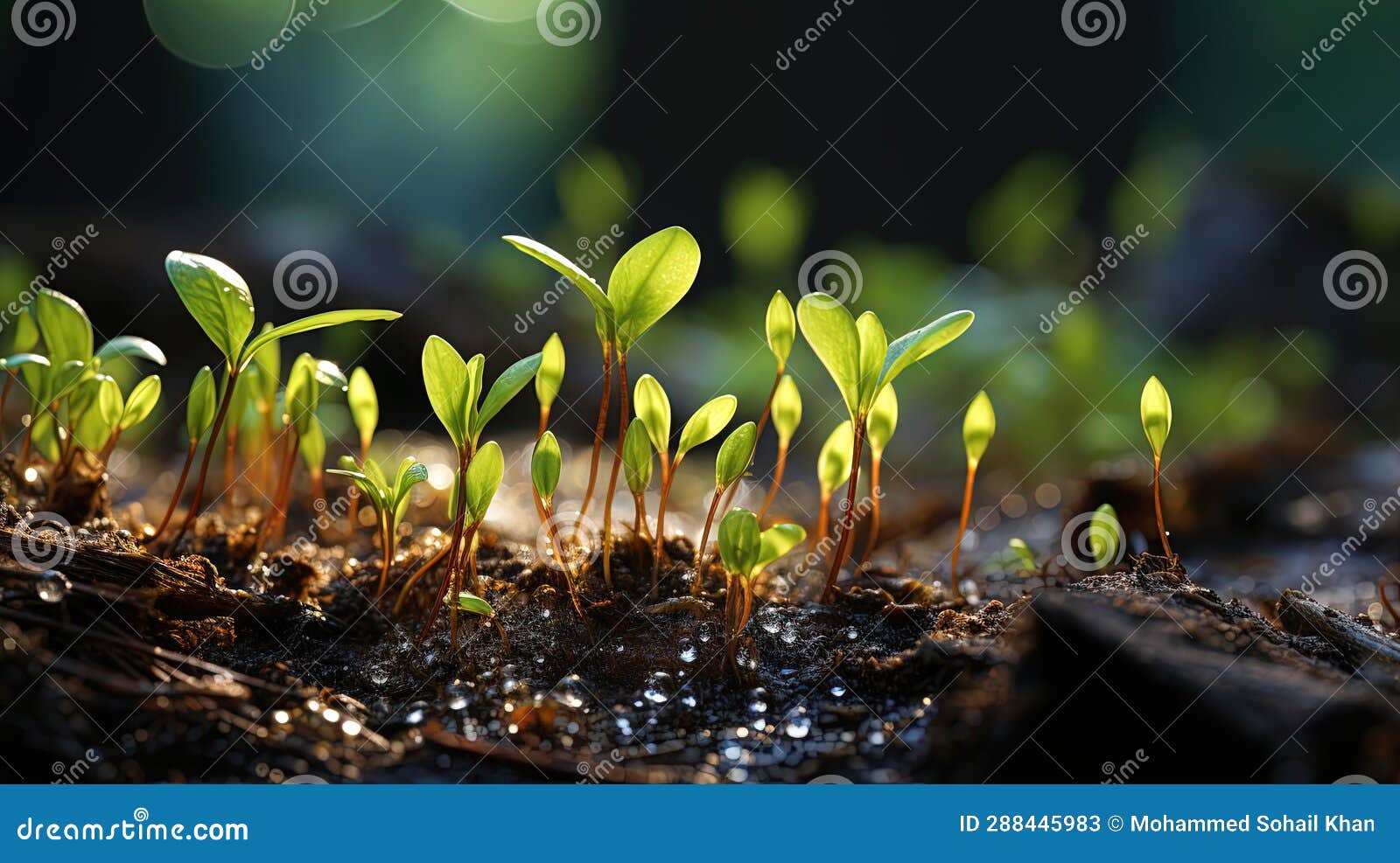 A Group of Young Green Plant is Growing Out of the Soil Stock ...