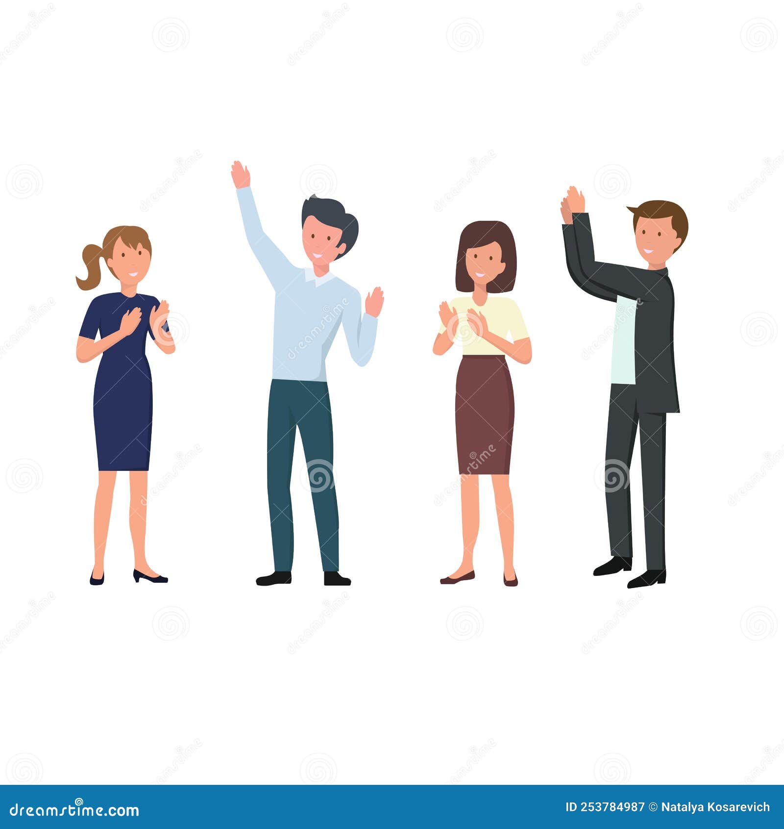 Group of Young Happy People Rejoice and Congratulate Stock Illustration ...