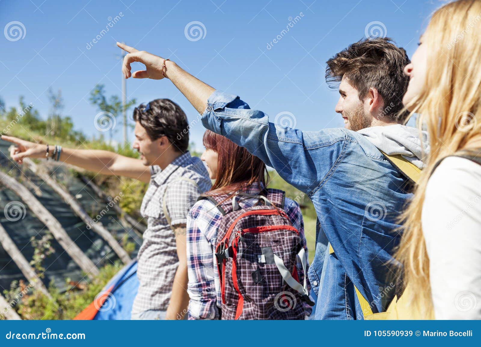 Group of Young Hikers in the Mountains Stock Image - Image of landscape ...
