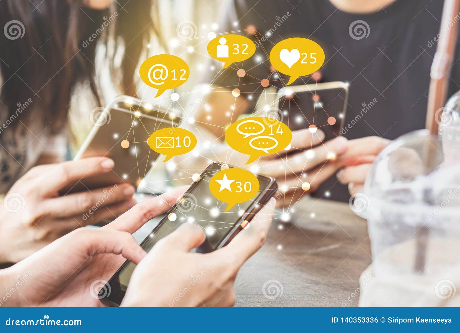 Hipster Friends Using Smart Phone Sharing with Social Media Stock Photo ...