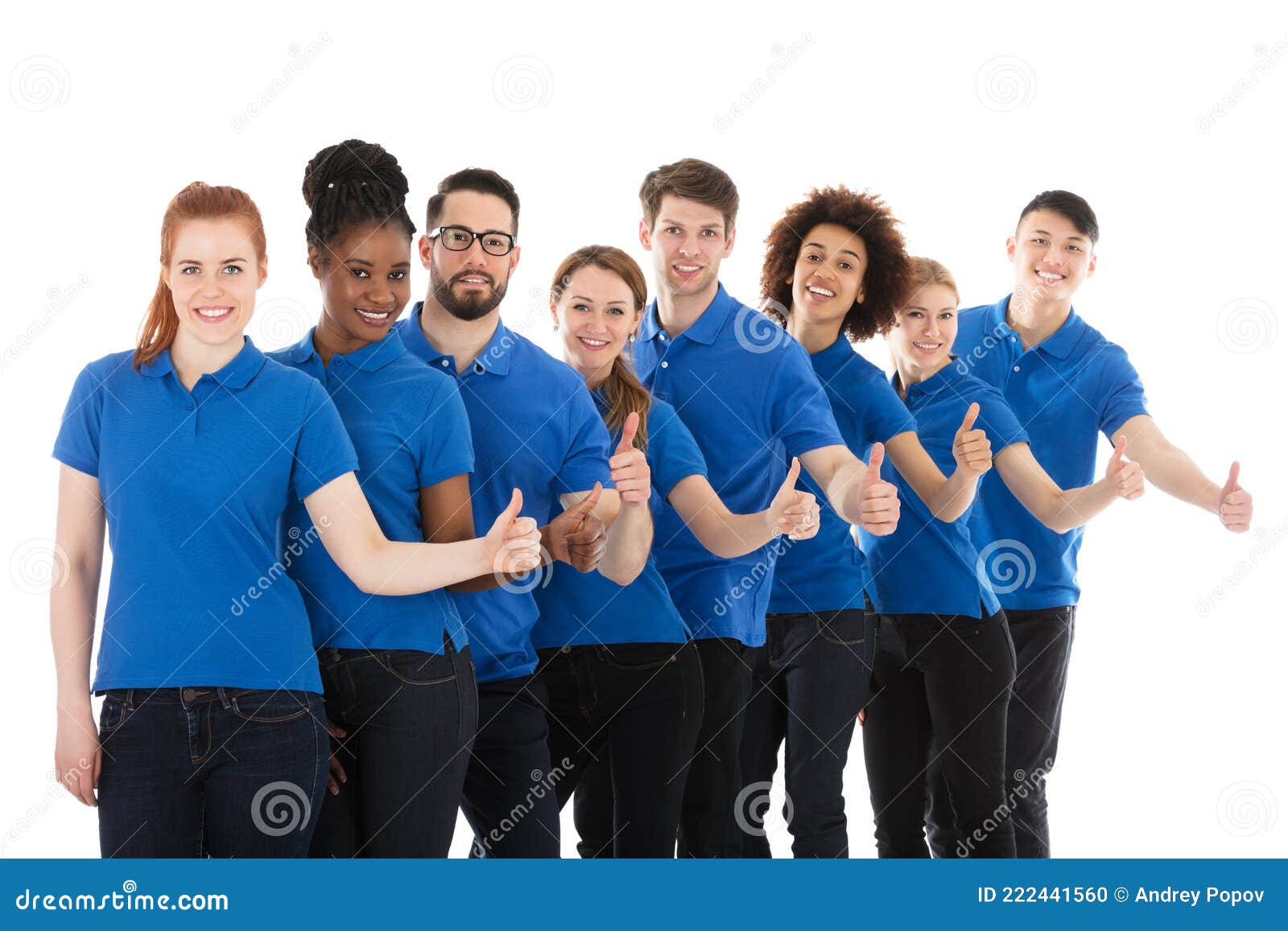 Group of Young Janitors Gesturing Thumbs Up Stock Photo - Image of ...