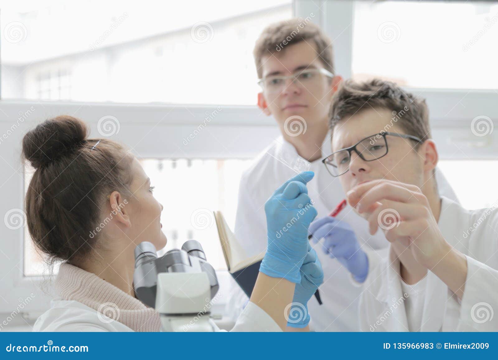 Group of Young Laboratory Scientists Working at Lab with Test Tu Stock ...