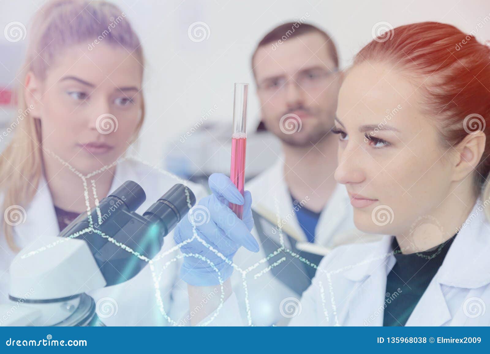 Group of Young Laboratory Scientists Working at Lab with Test Tu Stock ...