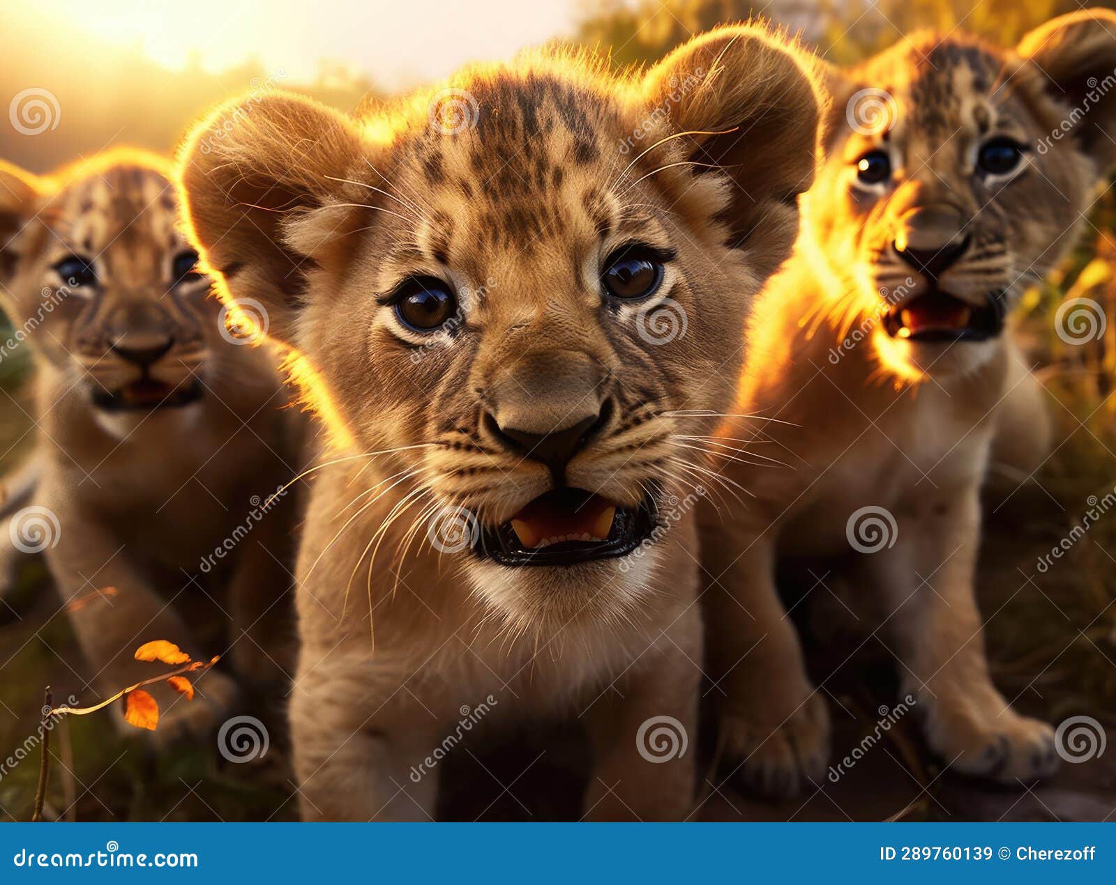 A group of young lions stock image. Image of nature - 289760139