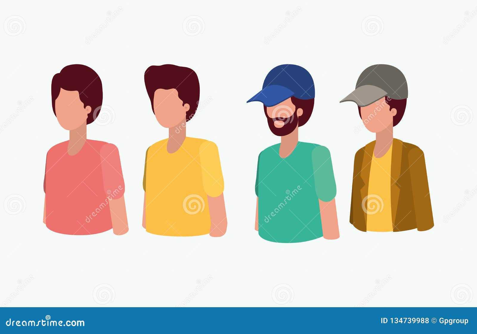 Group of Young Men Avatars Characters Stock Vector - Illustration of ...