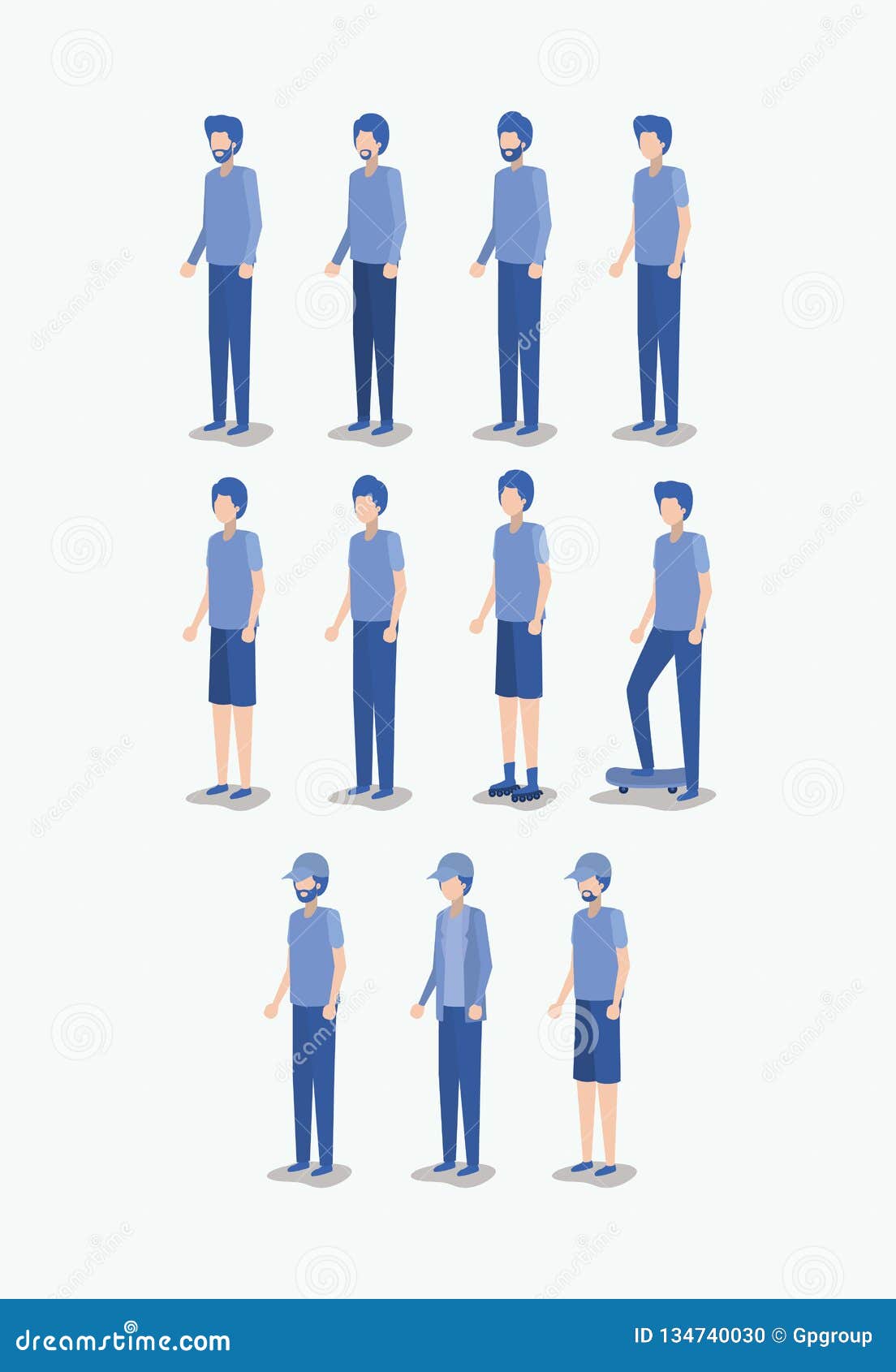 Group of Young Men Avatars Characters Stock Vector - Illustration of ...