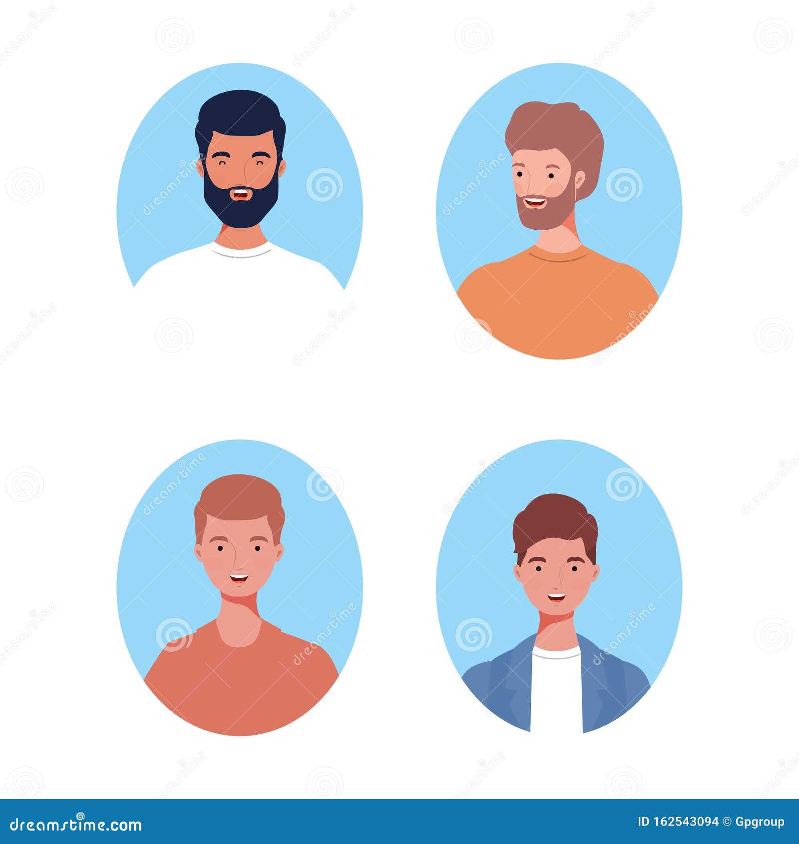 Group of Young Men Avatars Characters Stock Vector - Illustration of ...
