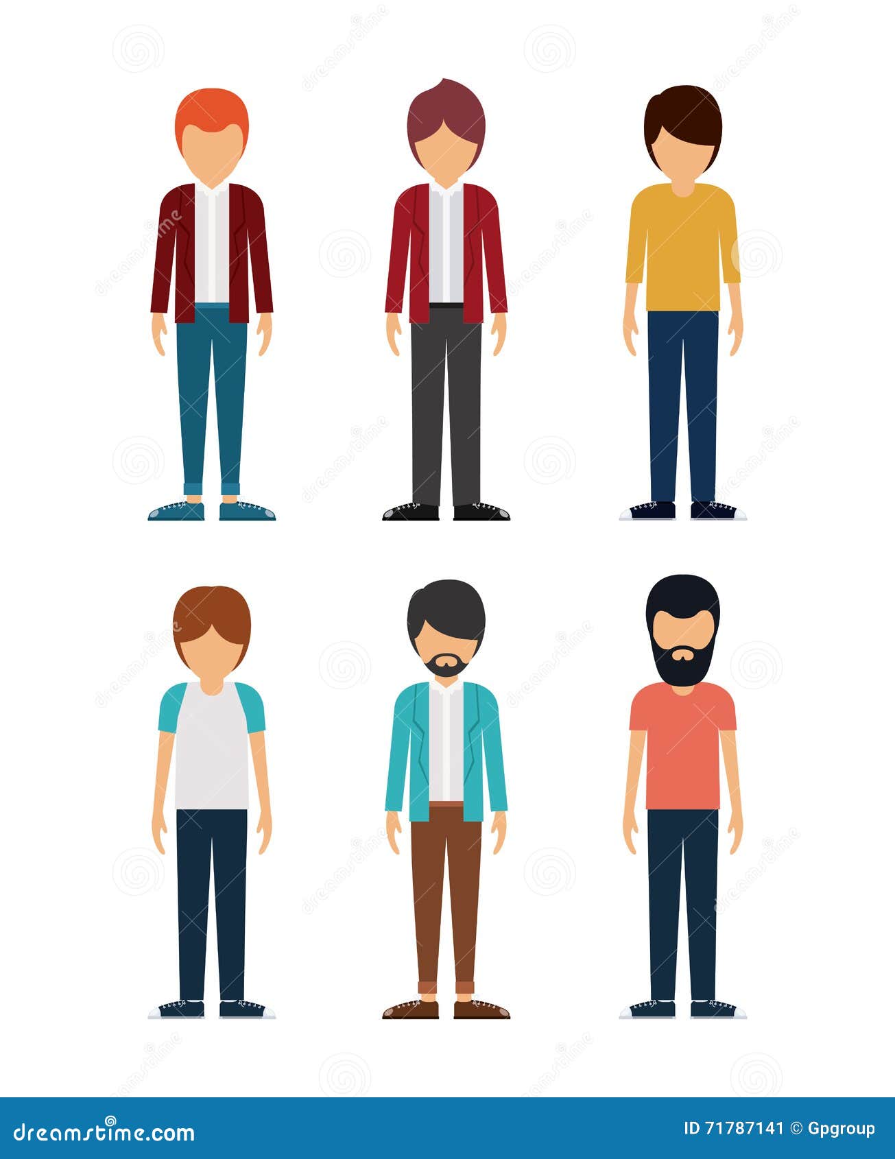 Group of young men design stock vector. Illustration of caucasian ...