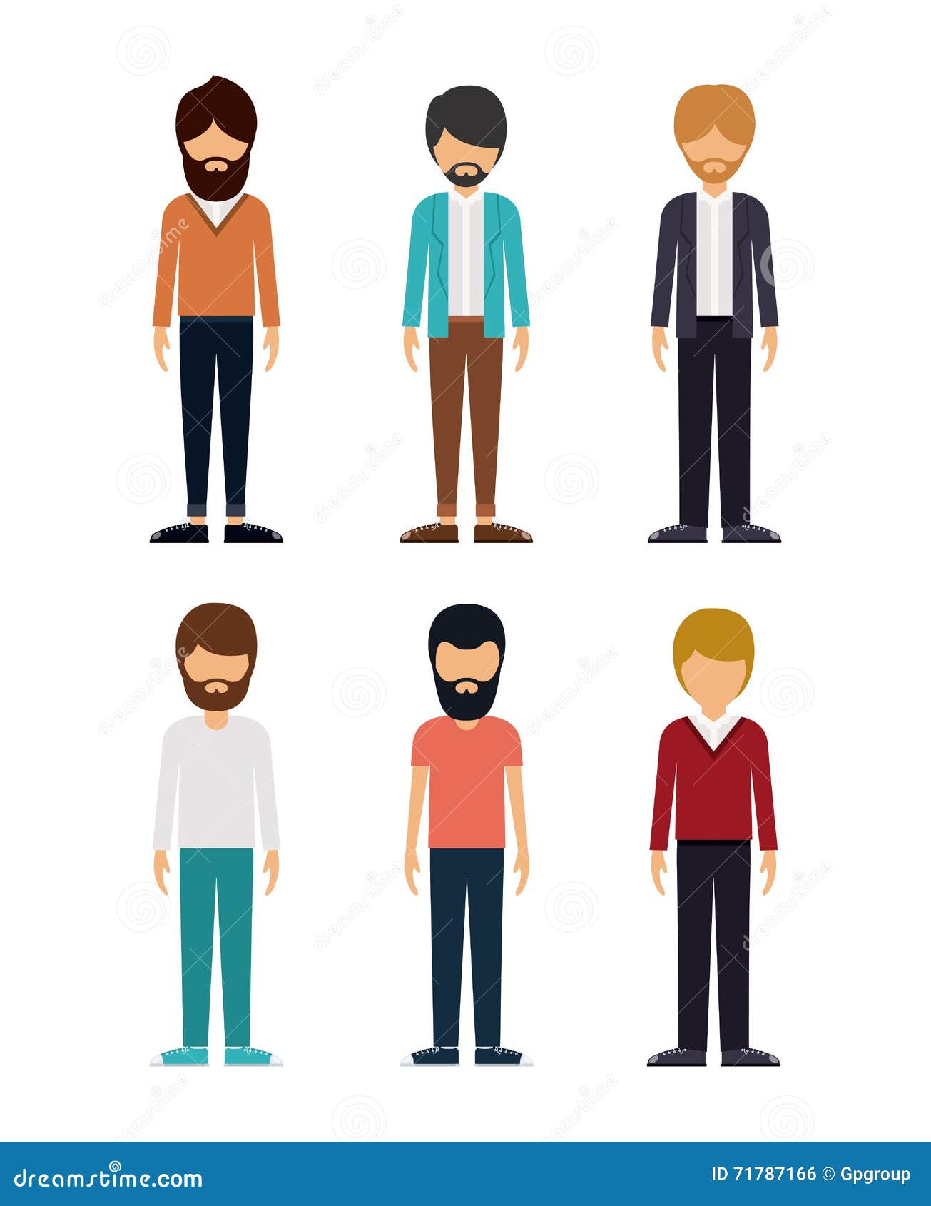 Group of young men design stock vector. Illustration of face - 71787166