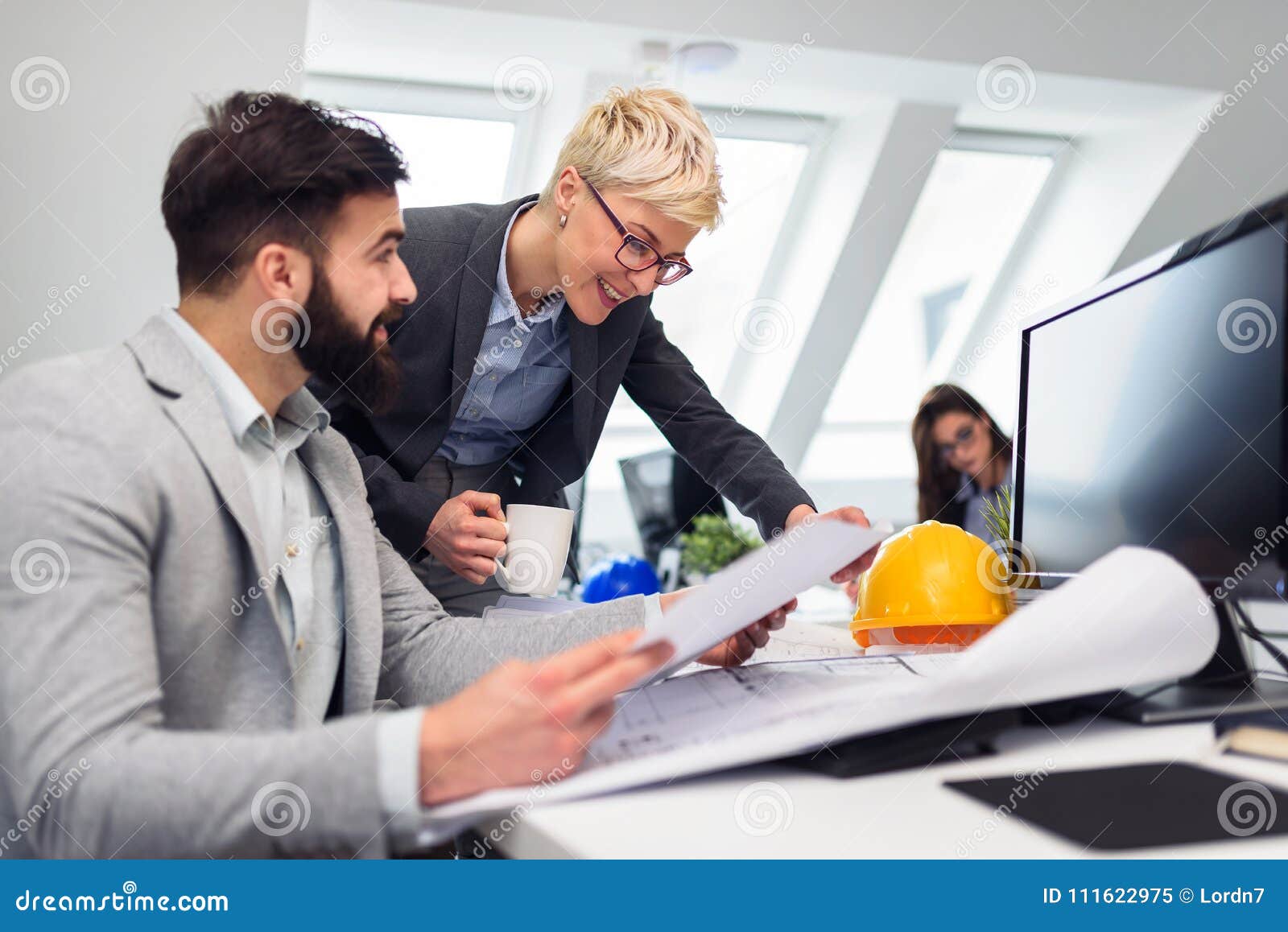 Group of Young Architects Working at Their Office Studio Stock Image ...