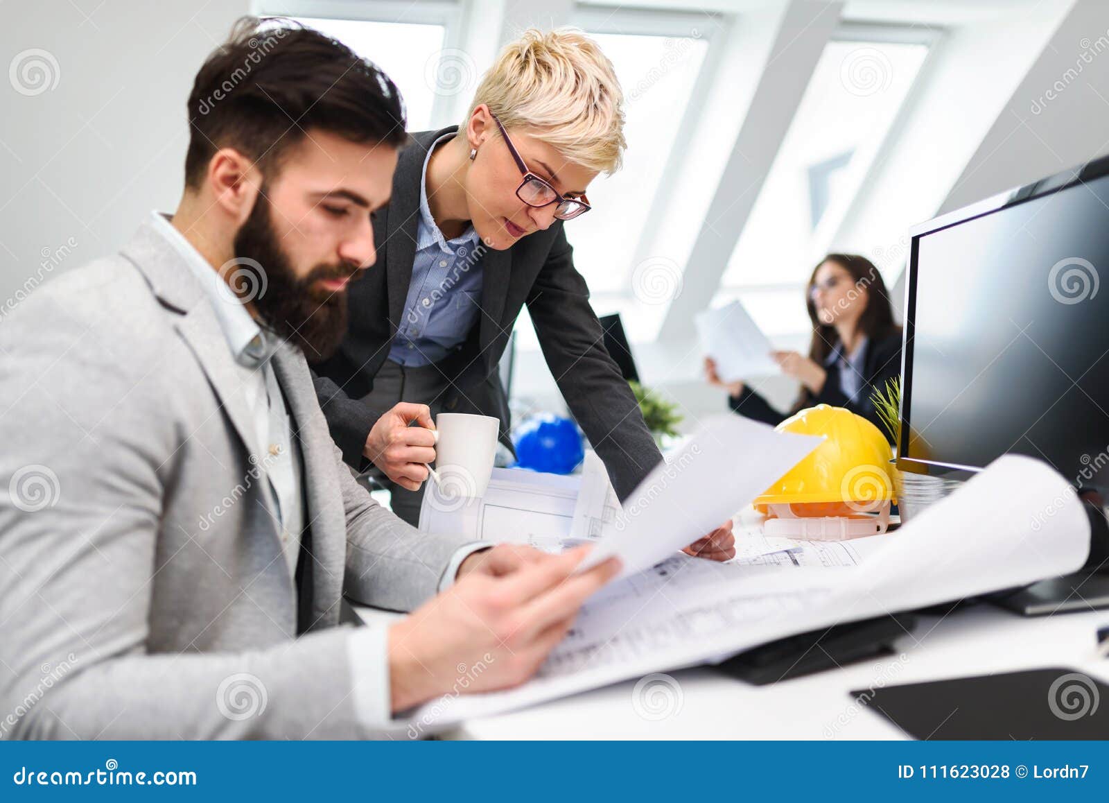 Group of Young Architects Working at Their Office Studio Stock Photo ...