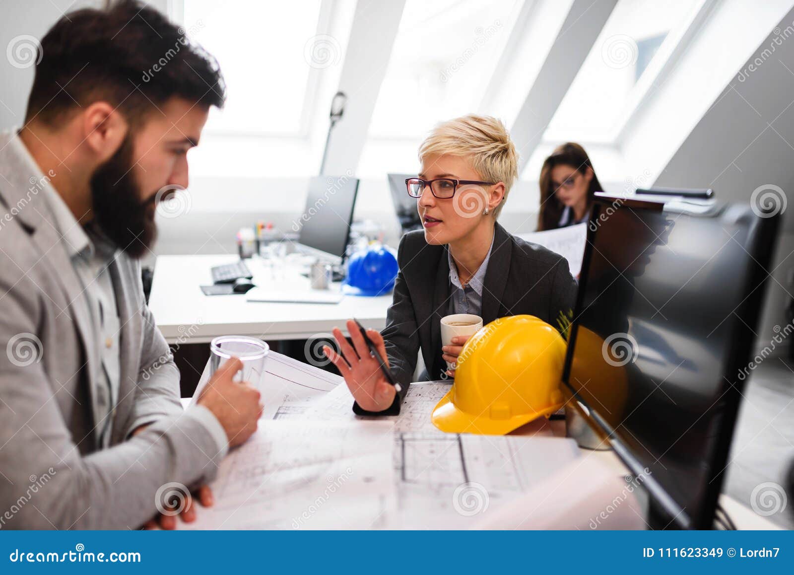 Group of Young Architects Working at Their Office Studio Stock Image ...