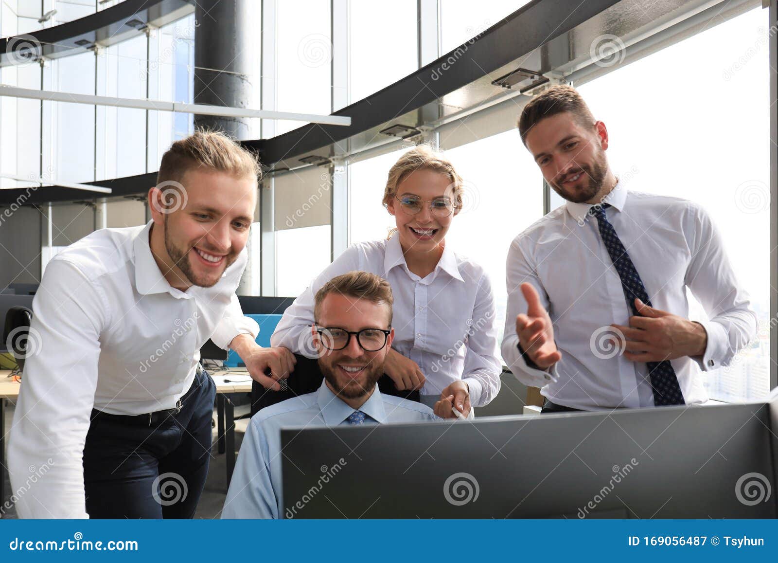 Group of Young Modern People in Formalwear Using Modern Technologies ...
