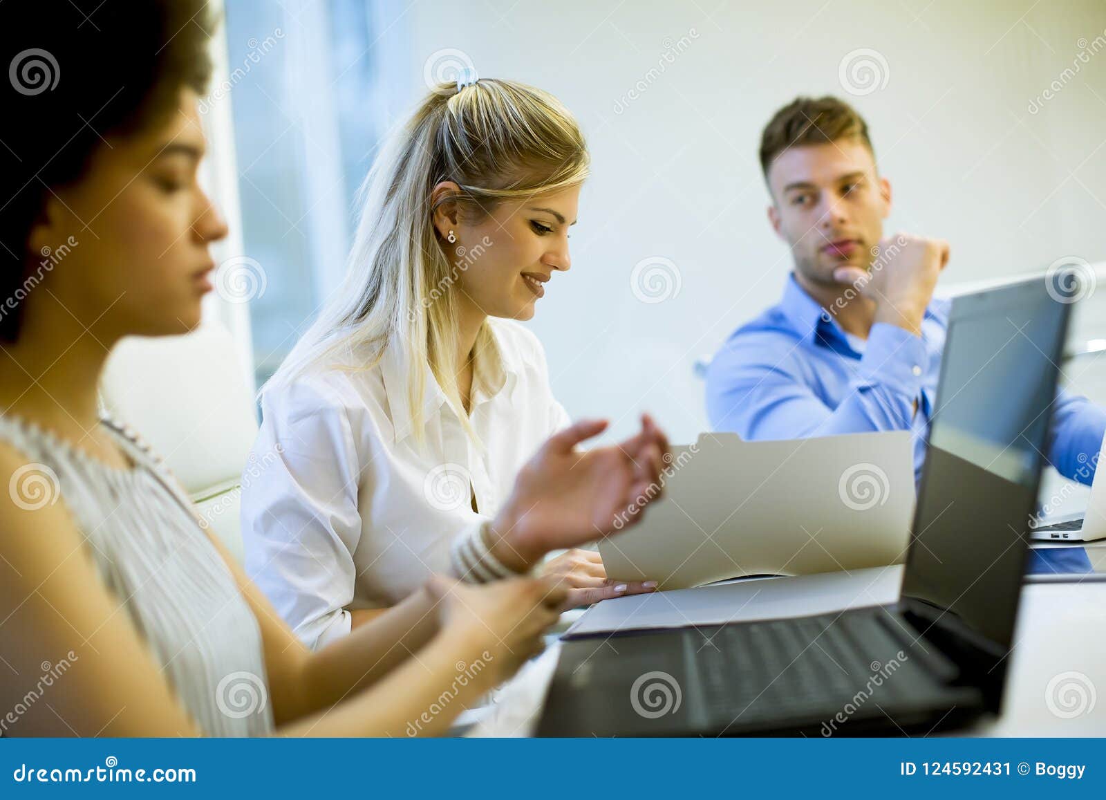 Young Multiracial People Working in the Modern Office Stock Image ...