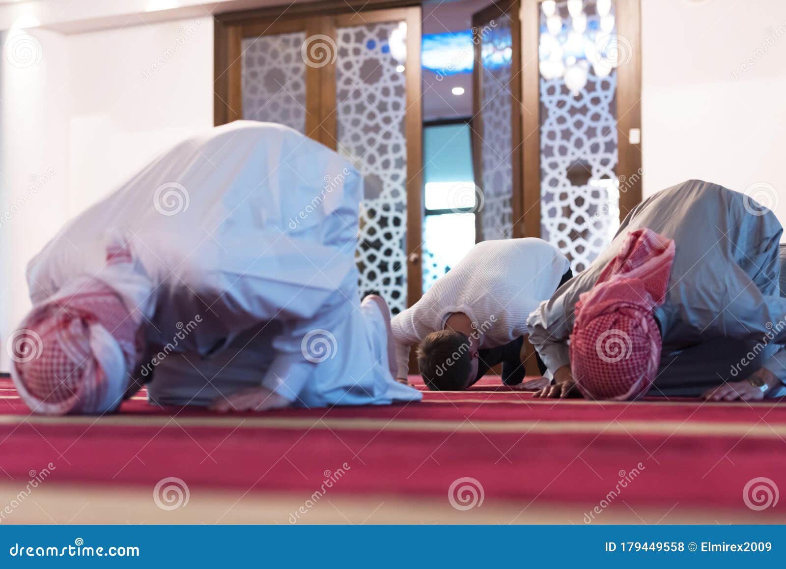 Group of Young Muslim People Praying. Muslim Prayers Doing a Pray ...