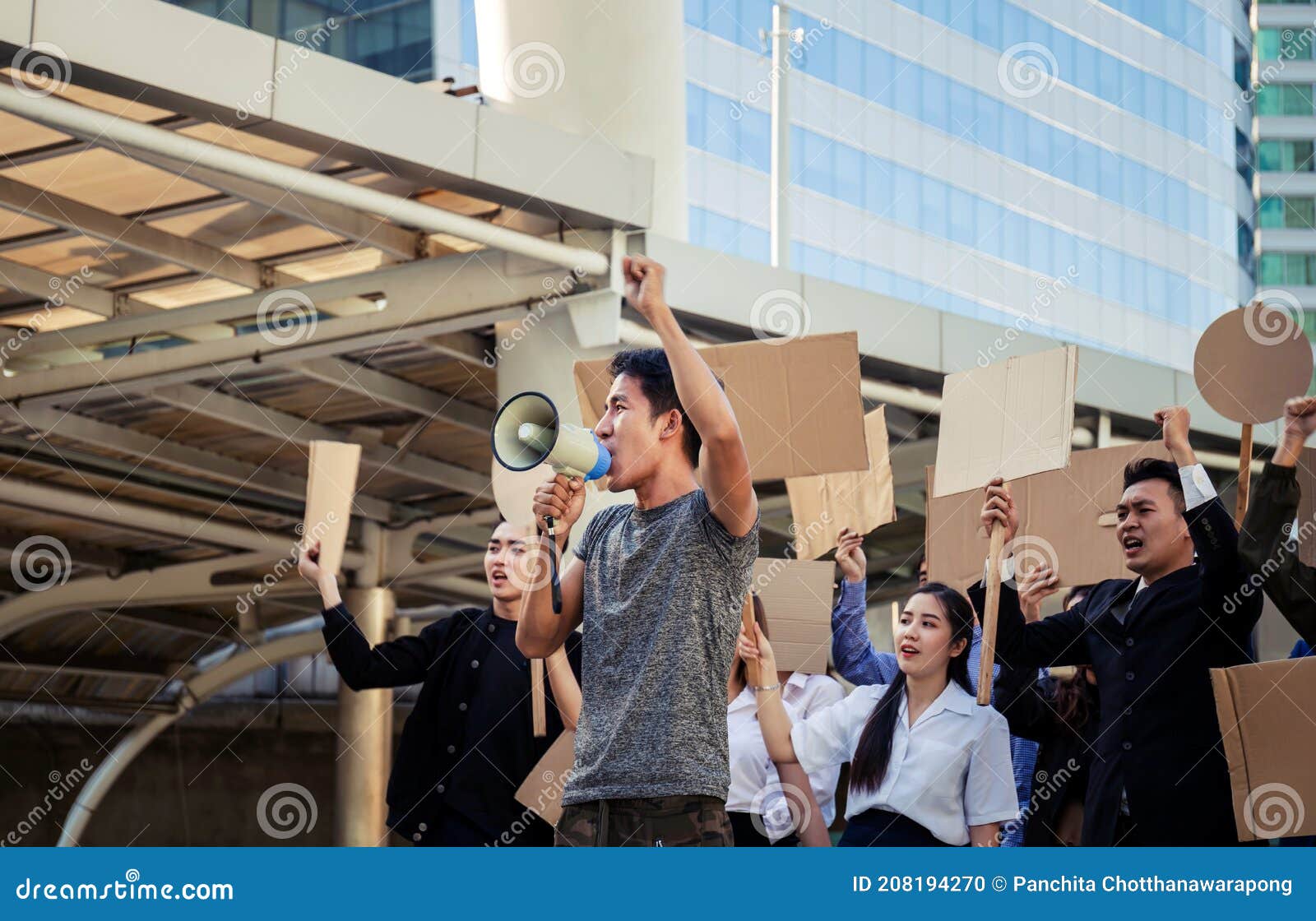 Group of Young People Activists is Protesting with Placards and Posters ...