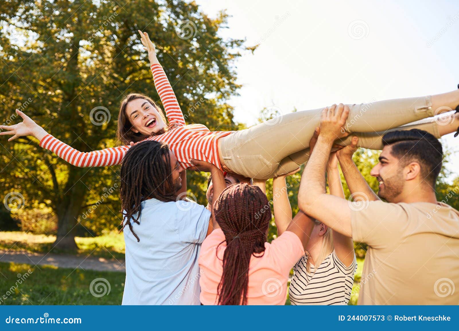 Team during Exercise for Trust and Team Development Stock Image - Image ...