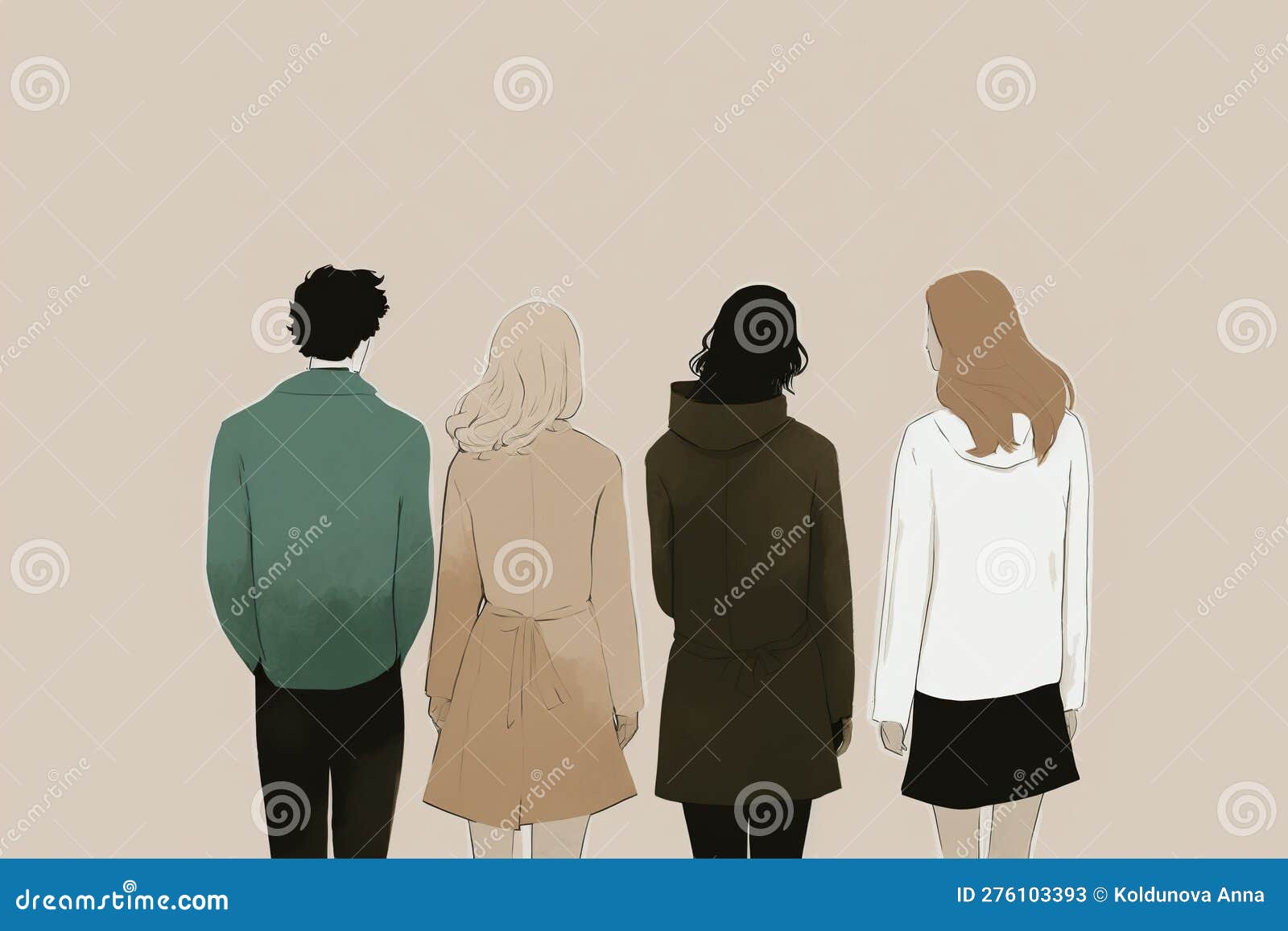 A Group of Young People from Back View, Created with Generative AI ...