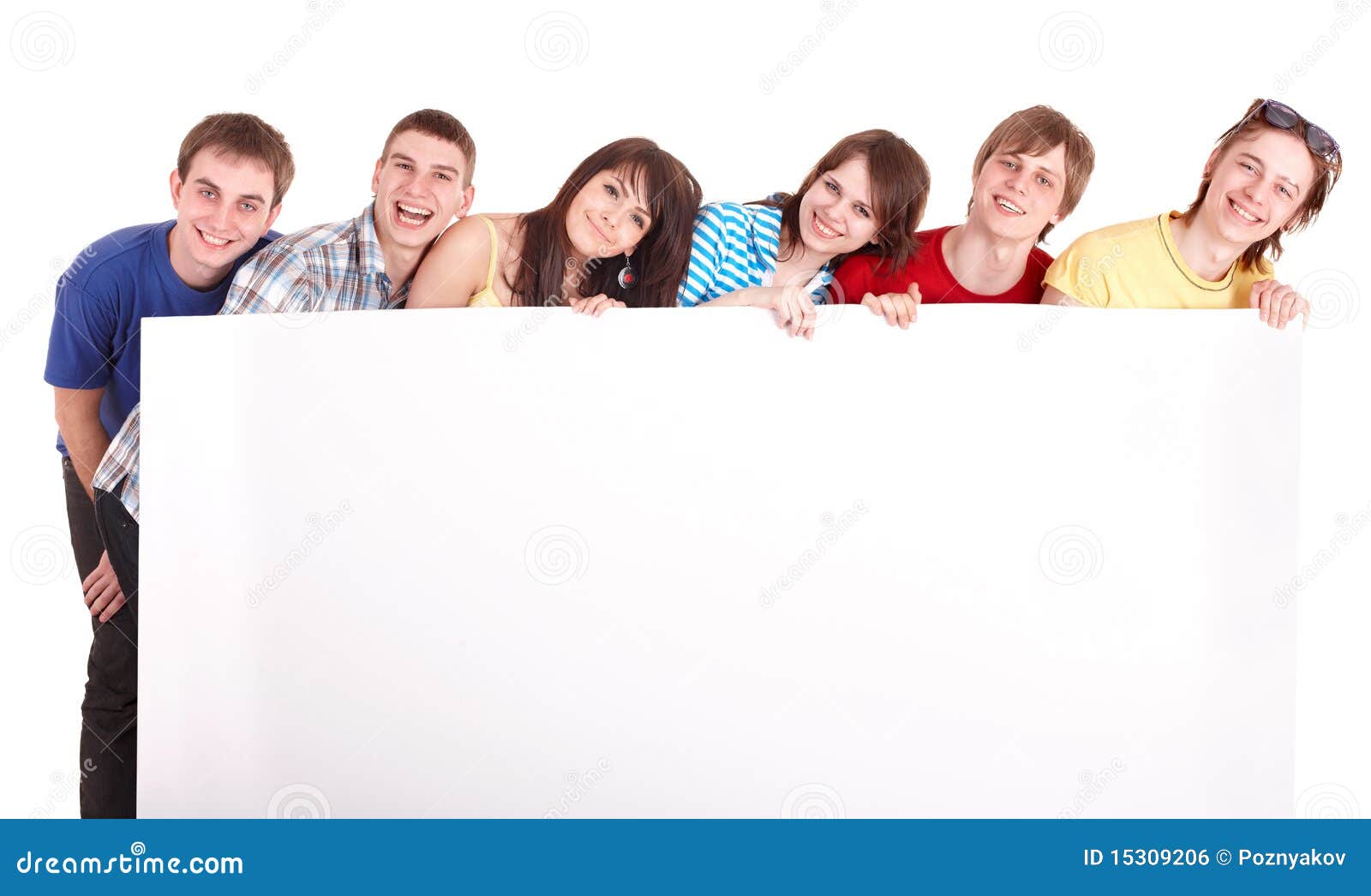 Group of Young People with Banner. Stock Photo - Image of expression ...