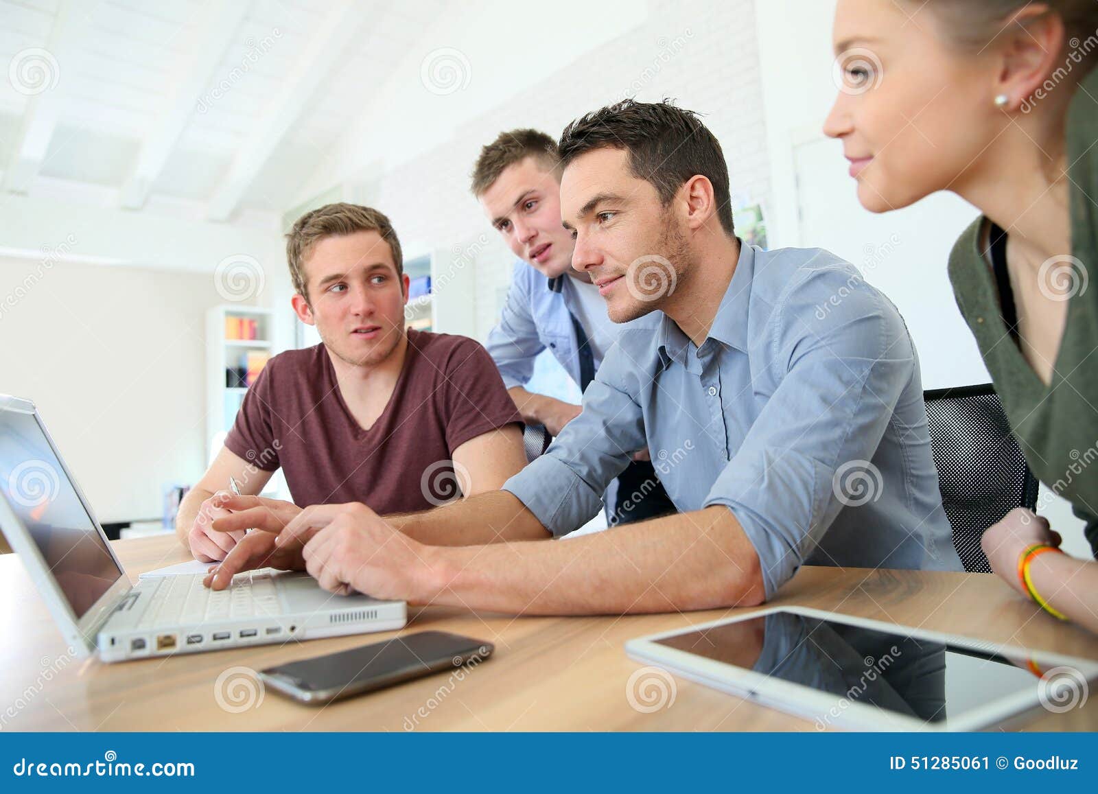 Group of Young People in Business Training with Laptop Stock Image ...