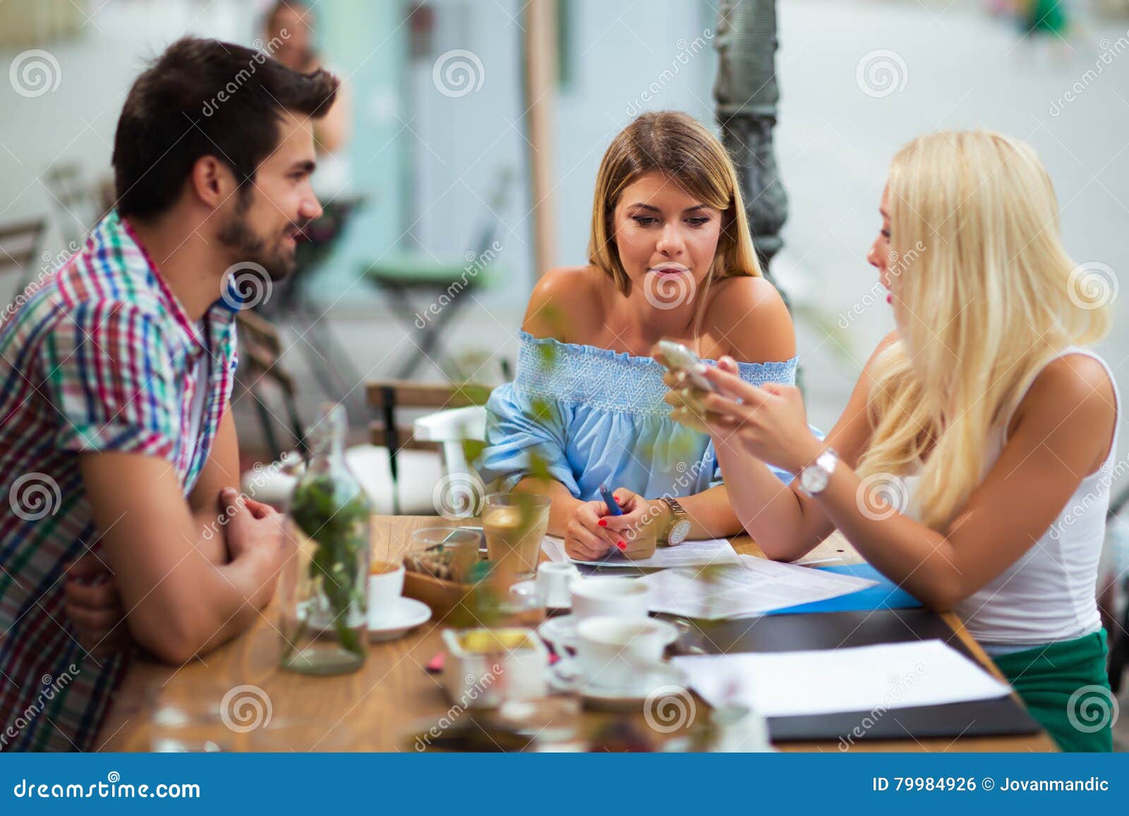 Group of Young People in Cafe Stock Photo - Image of cheerful ...