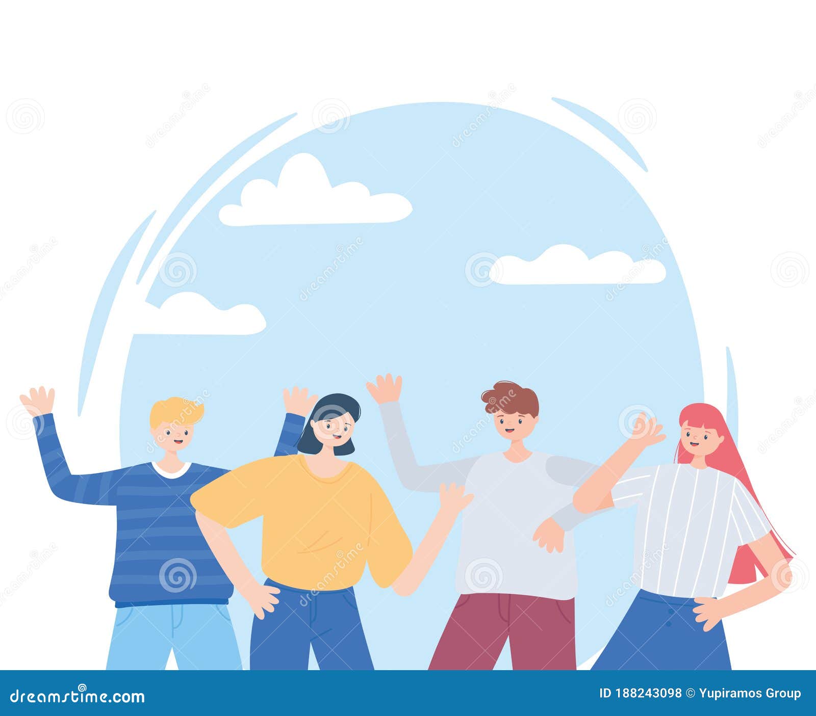 Group Young People Celebrating Characters Cartoon Design Stock Vector ...