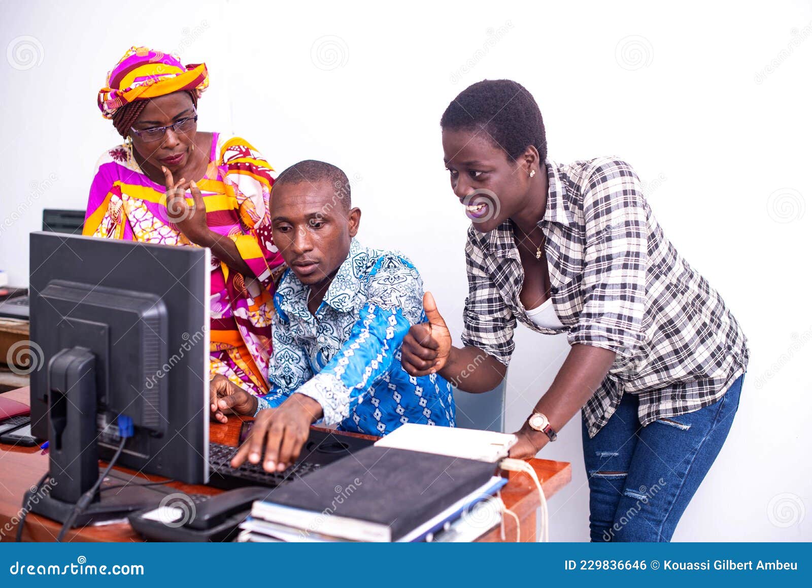 Group of Young People with Computer in an Office Stock Photo - Image of ...
