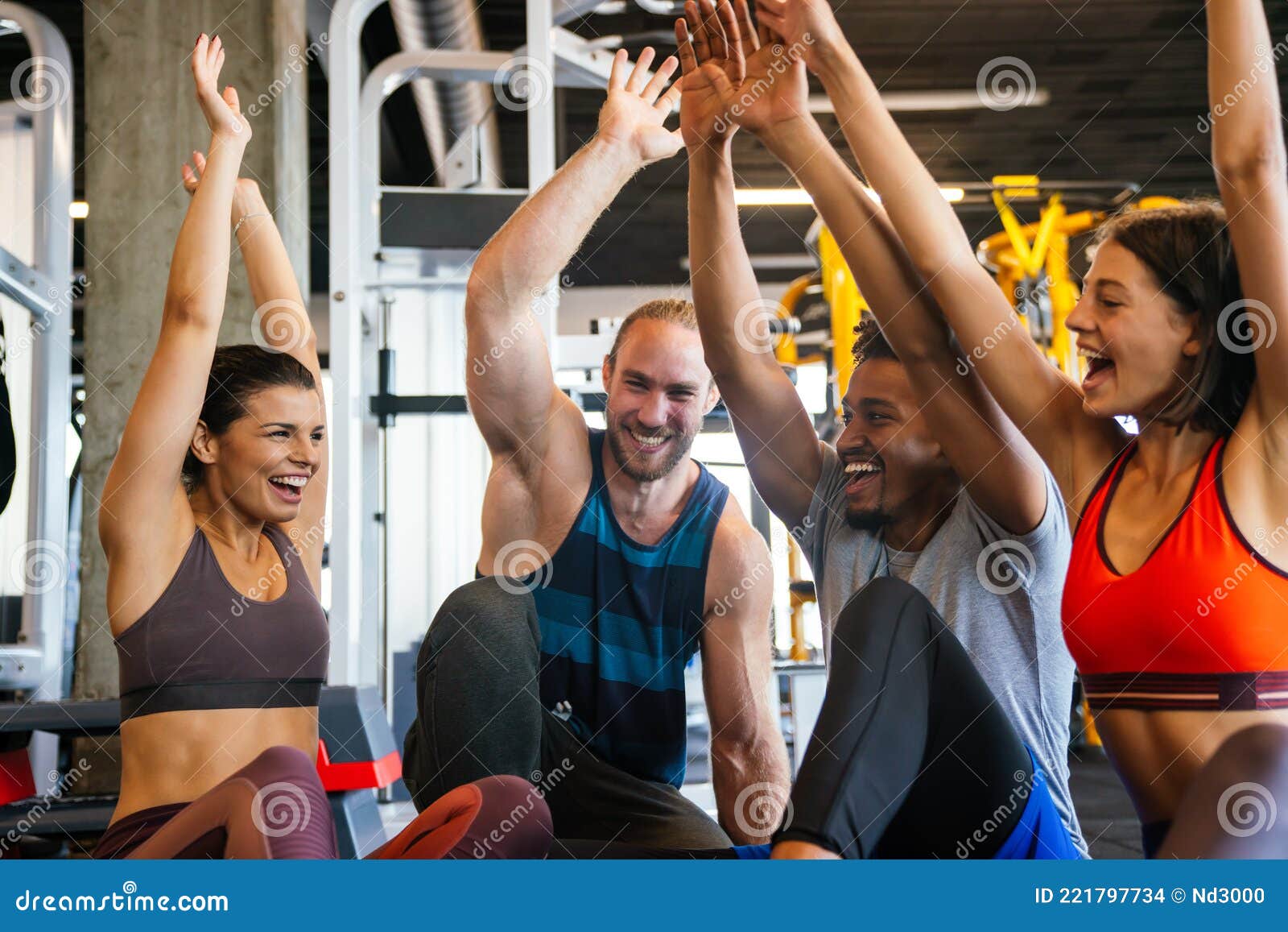 Group of Young People Doing Exercises in Gym Stock Photo - Image of ...