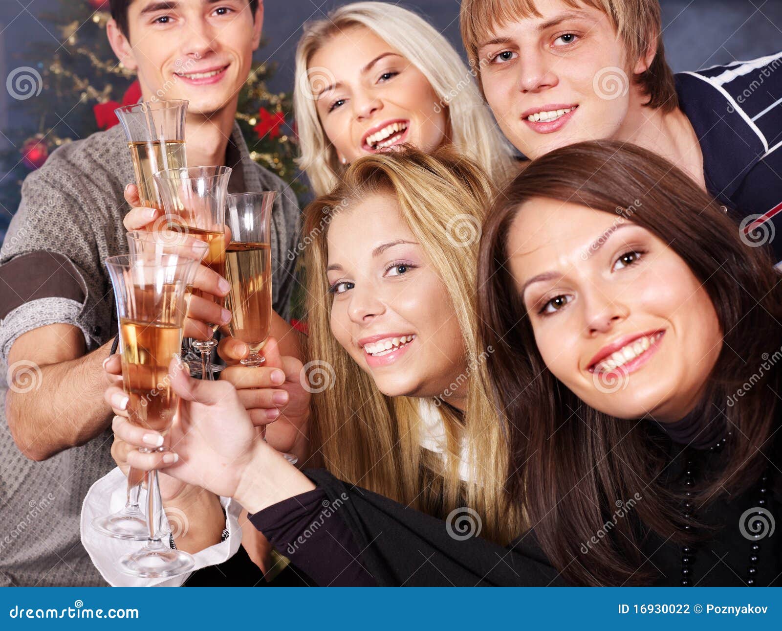 Group Young People Drink Champagne. Stock Photo - Image of fizz ...