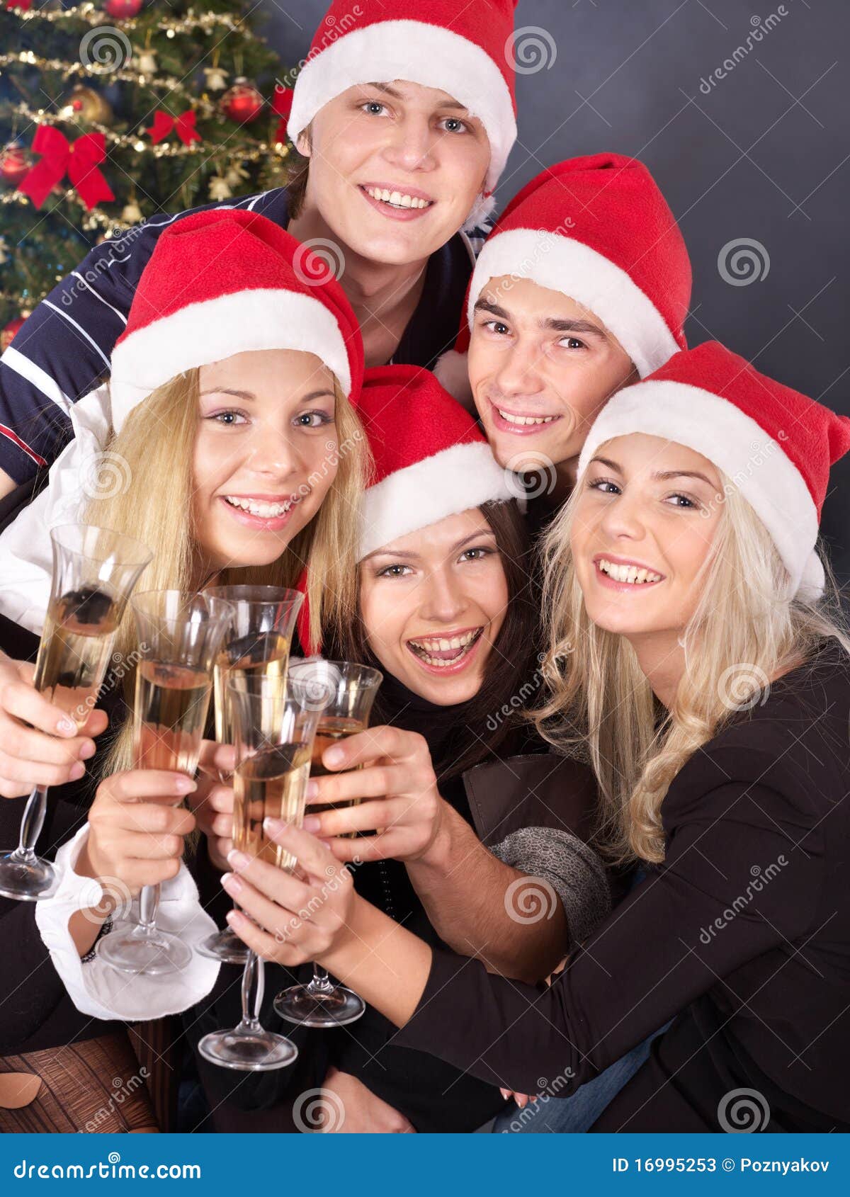 Group Young People Drink Champagne. Stock Image - Image of night, adult ...