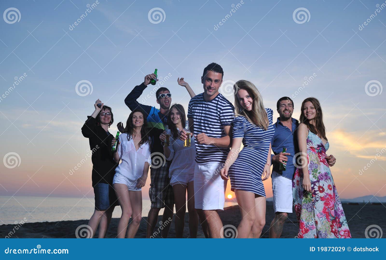 Group of Young People Enjoy at the Beach Stock Image - Image of girl ...