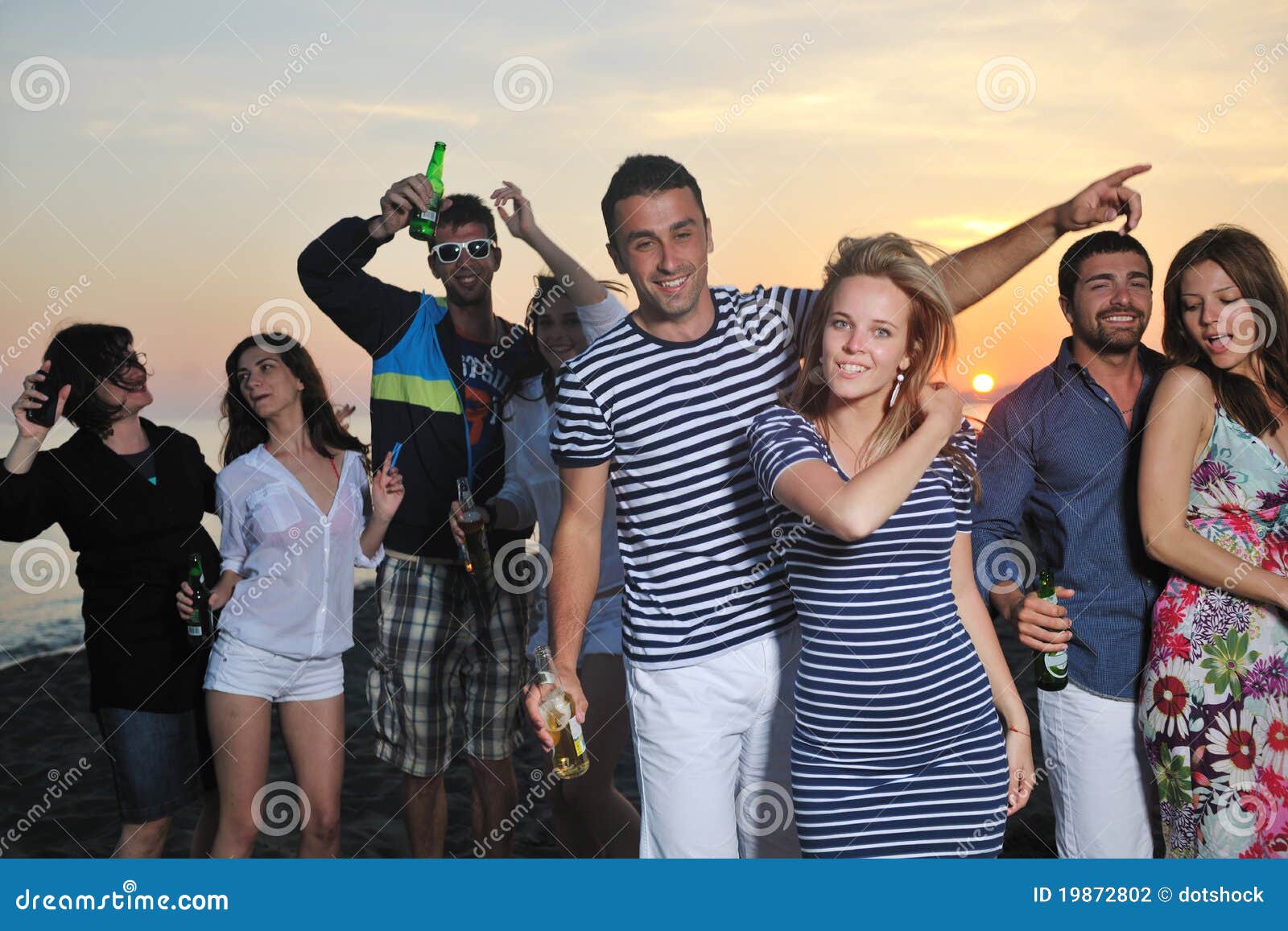 Group of Young People Enjoy at the Beach Stock Photo - Image of ...