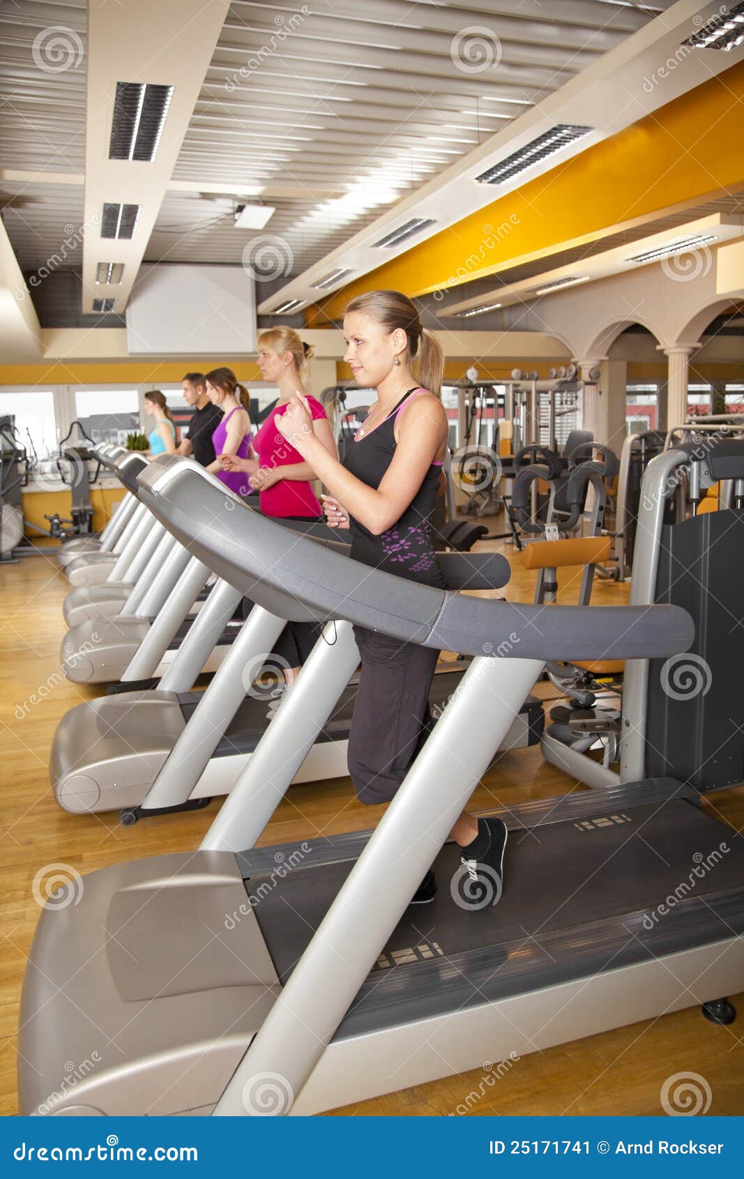 Group of Young People Exercising in Gym Stock Image - Image of ...