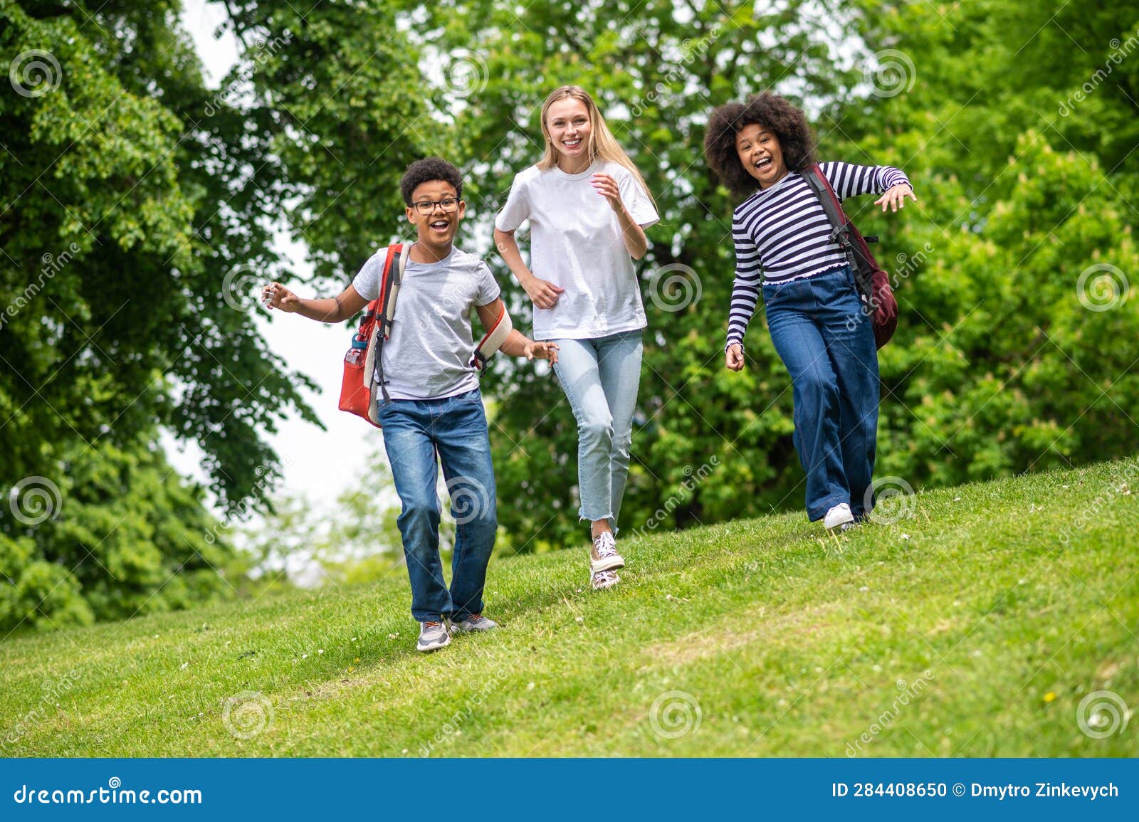 Group of Young People Feeling Excited and Happy in the Park Stock Photo ...