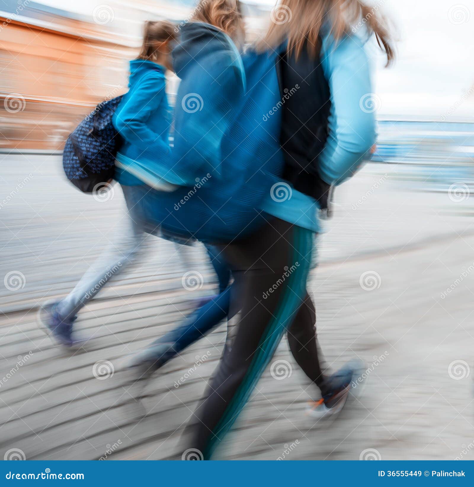 A Group of Young People Going Along the Street Stock Image - Image of ...