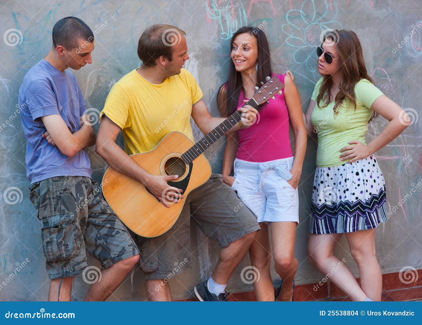 Group of Young People with Guitar Stock Photo - Image of lifestyle ...