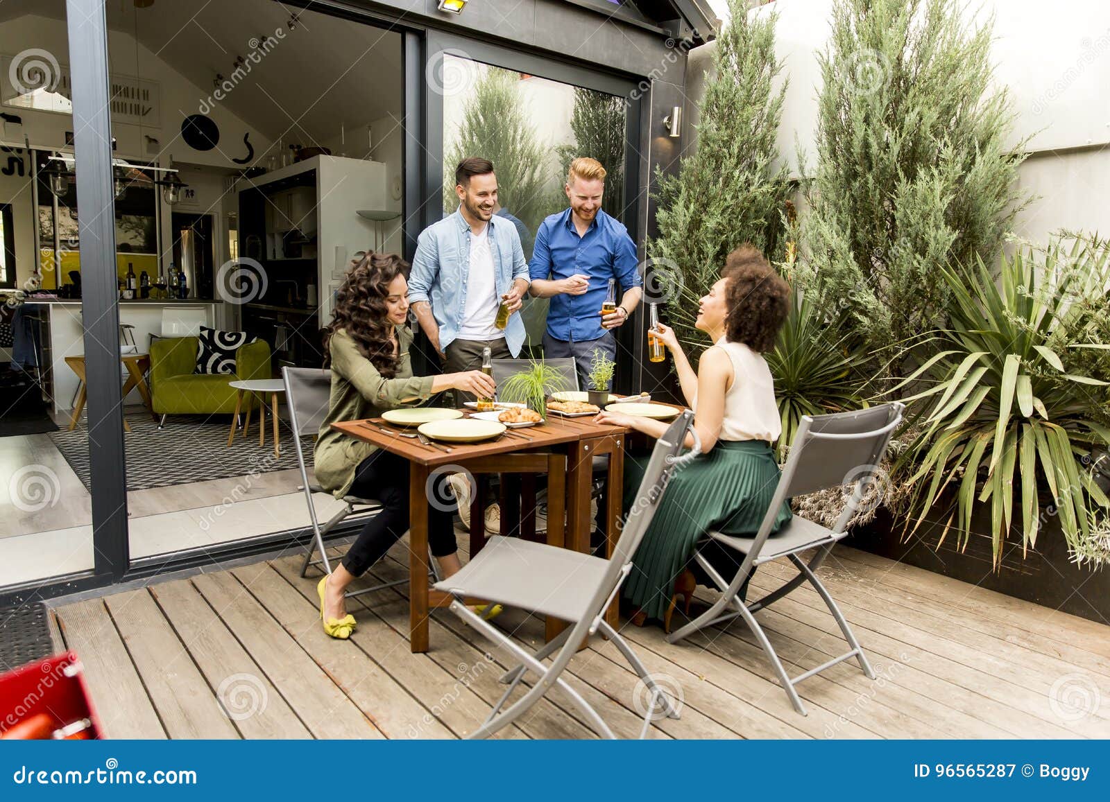 Group of Young People Having Fun in the Backyard Stock Image - Image of ...