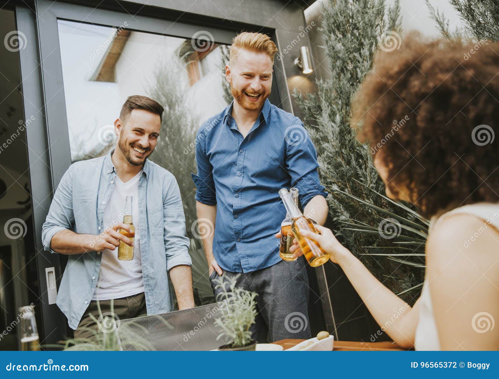 Group of Young People Having Fun in the Backyard Stock Photo - Image of ...
