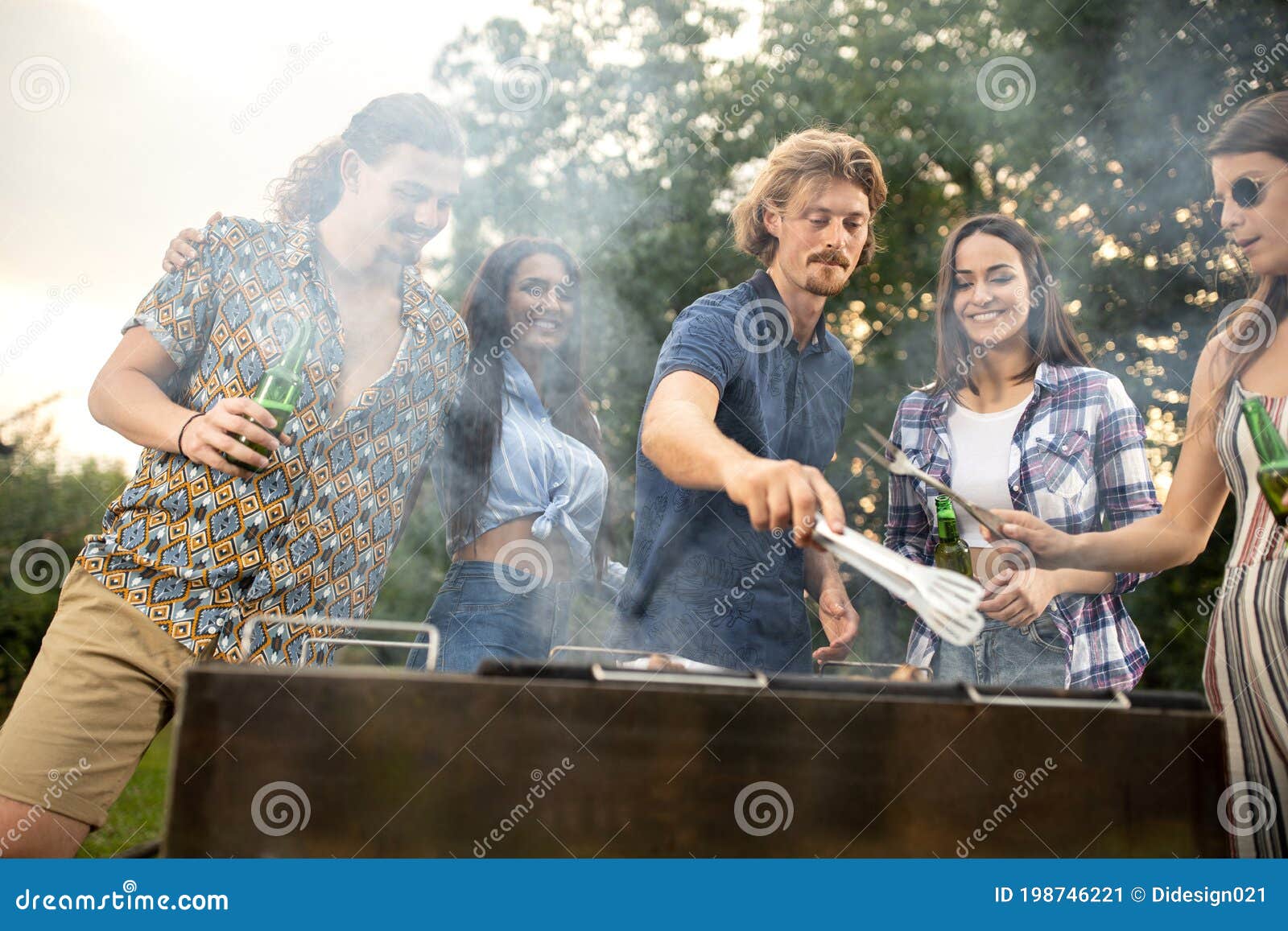 Group of Young People Having Fun with a Barbeque Stock Image - Image of ...