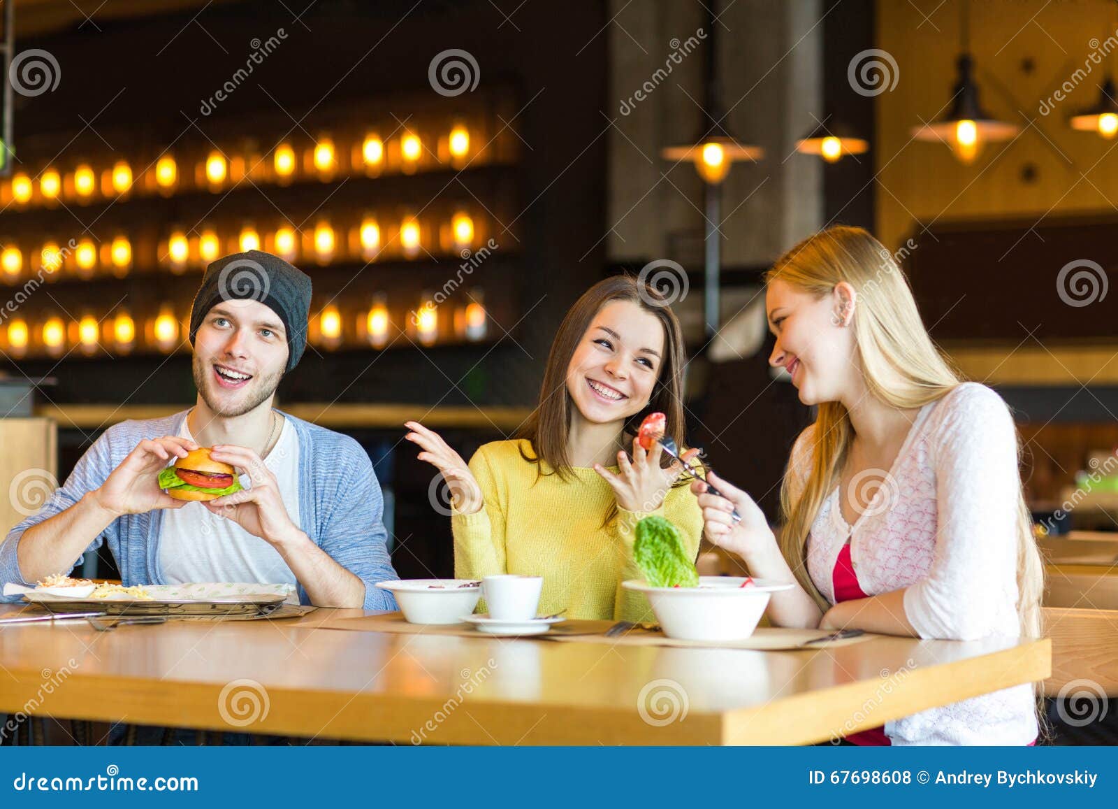 Group of Young People Having Fun in Cafe Stock Photo - Image of young ...