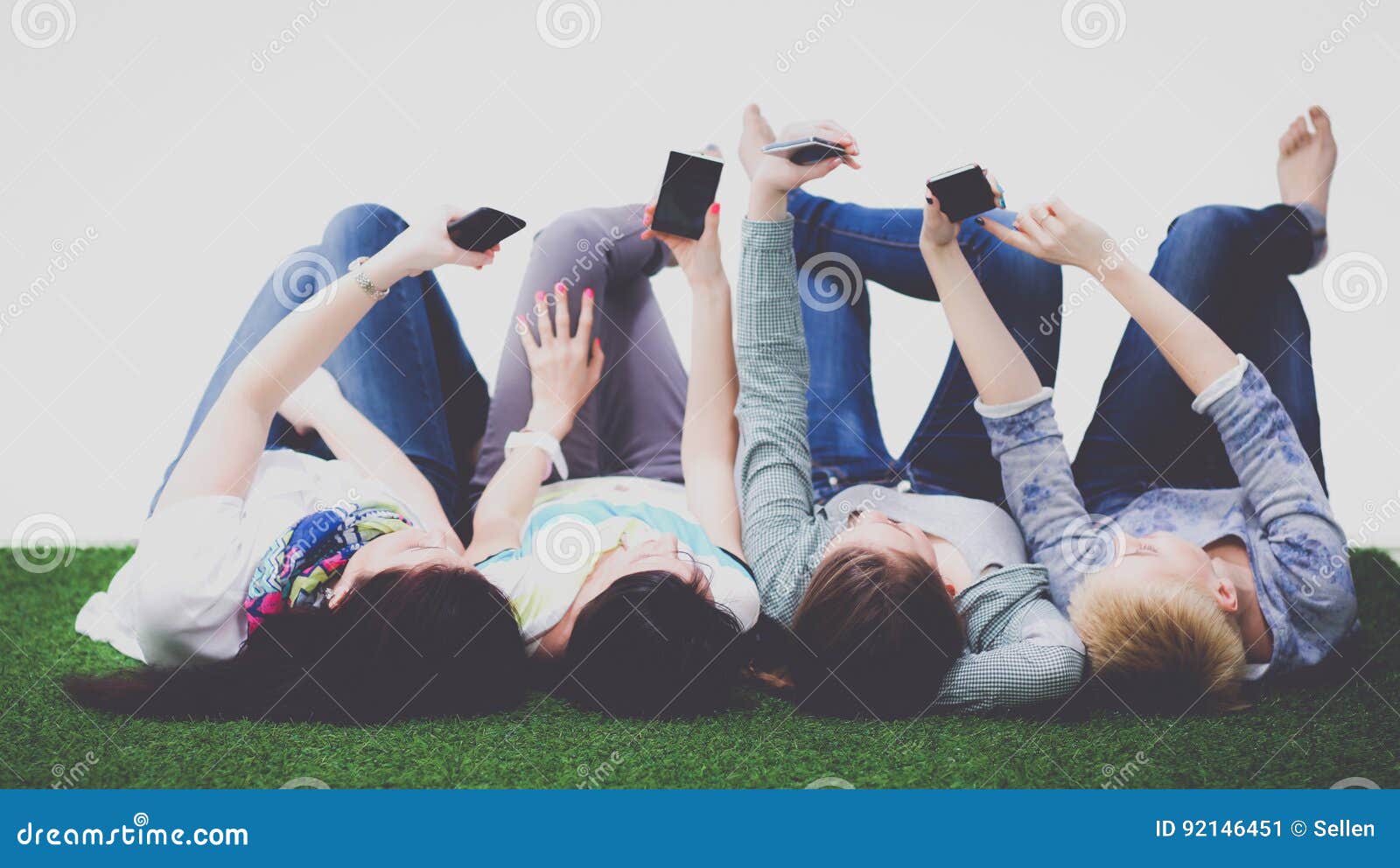 Group of Young People Having Fun in Grass Stock Image - Image of love ...