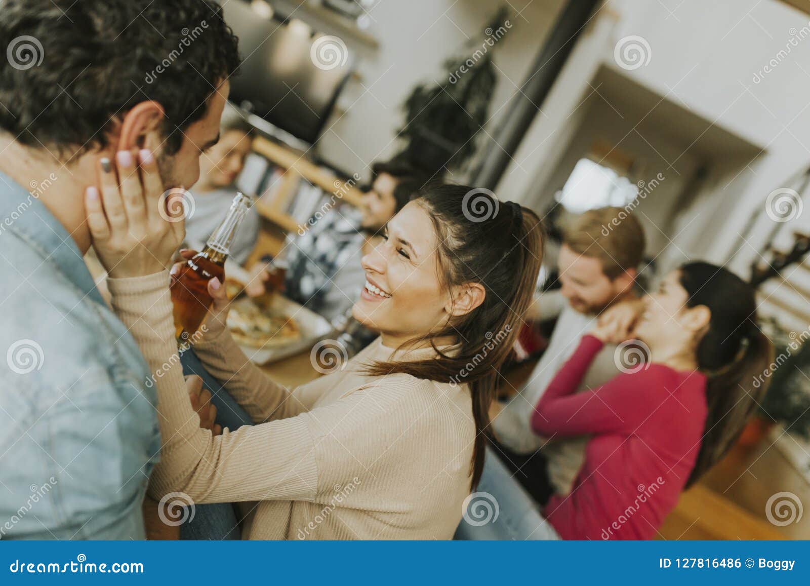 Group of Young People Having Fun at Home Stock Photo - Image of ...