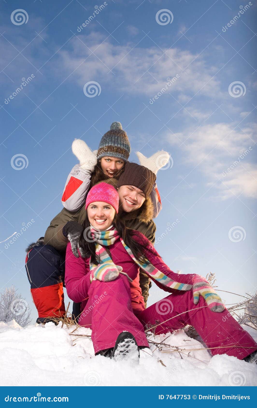 Group of Young People Having Fun Outdoor Stock Image - Image of snow ...