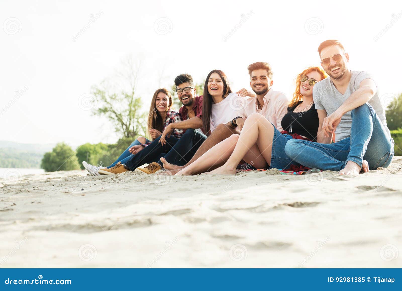 Group of Young People Having Fun Outdoors on the Beach Stock Image ...