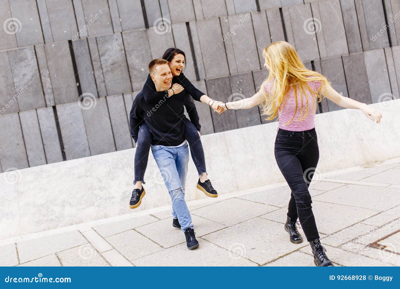 Group of Young People Having Fun Outdoors Stock Photo - Image of back ...