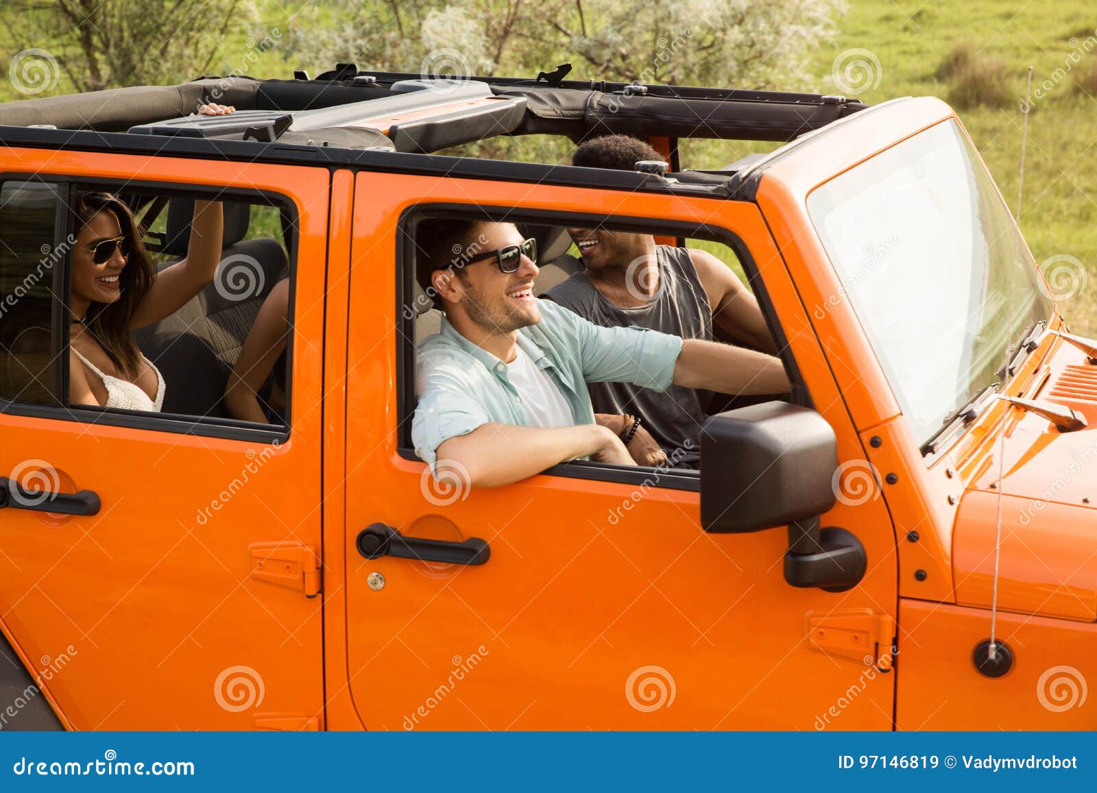 Group of Young People Having Fun Together by Driving a Car Stock Image ...