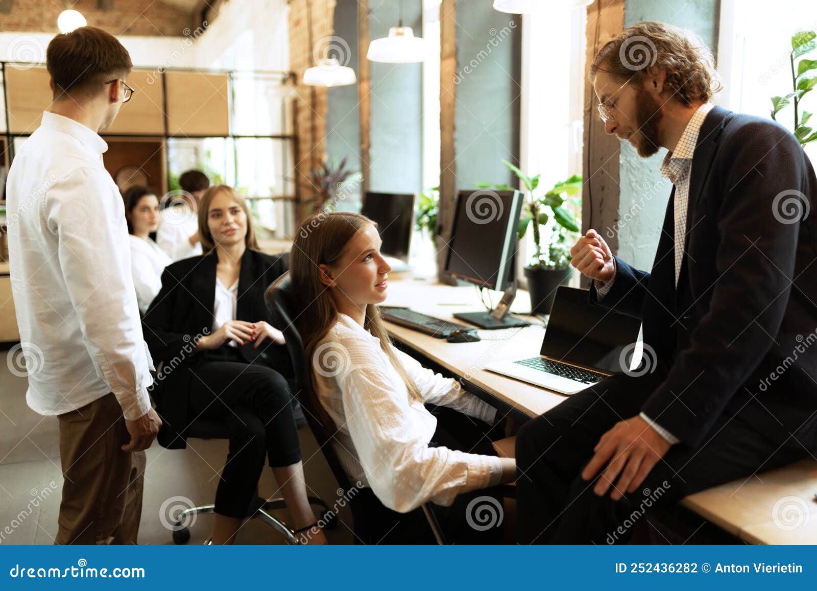 Group of Young People Having Lesson on Computer Science with it Tutor ...