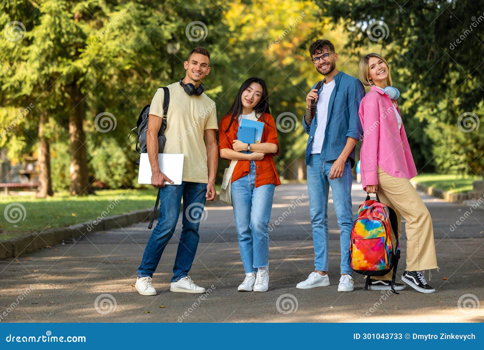 Group of Young People Having a Walk in the Park Stock Image - Image of ...